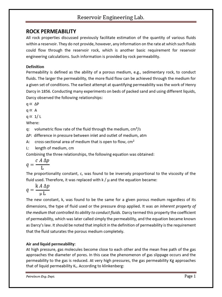Rock Permeability Experiment | PDF | Permeability (Earth Sciences) | Applied And ...