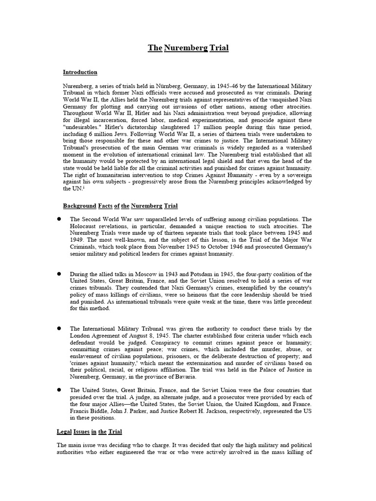 The Nuremberg Trial | PDF | Crimes Against Humanity | Nuremberg Trials