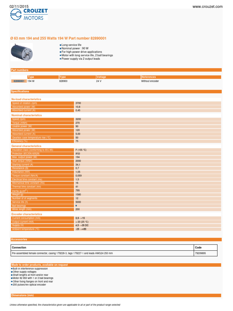 Crouzet 24 V Motor | PDF | Electric Motor | Electrical Engineering