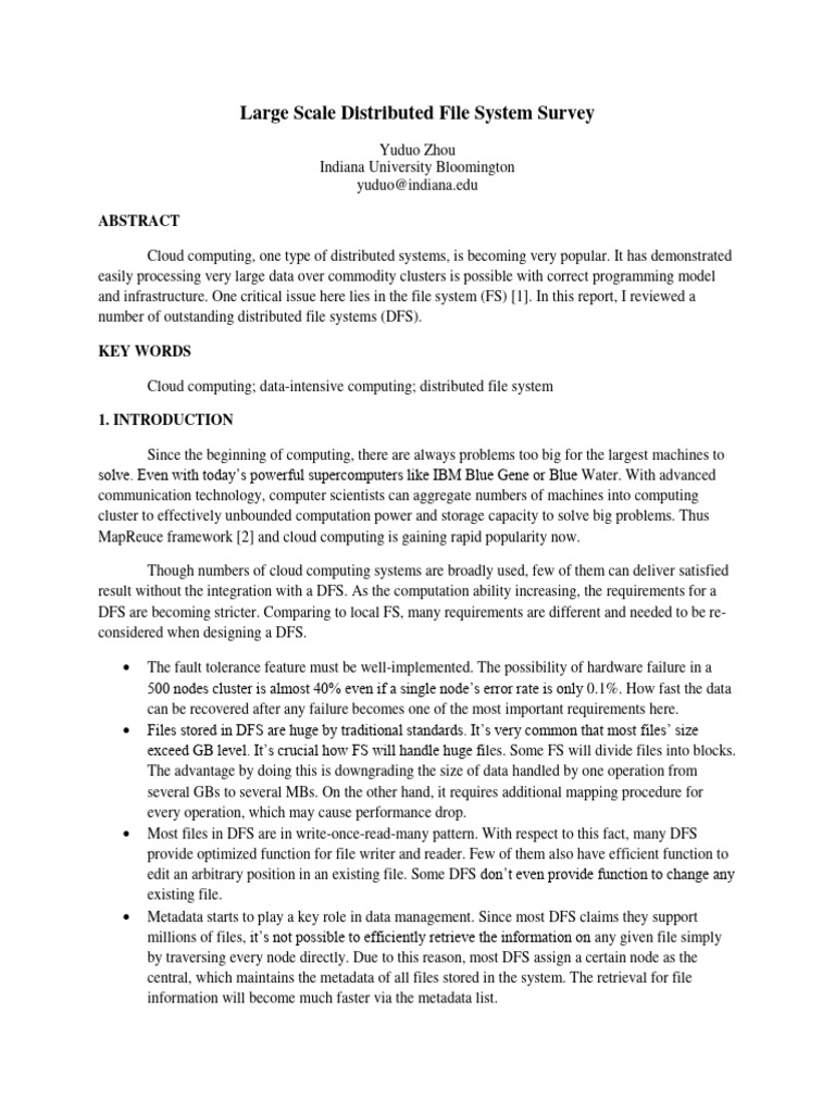 Large Scale Distributed File System Survey | PDF | Apache Hadoop ... Large Scale Distributed File System Survey | PDF | Apache Hadoop ...