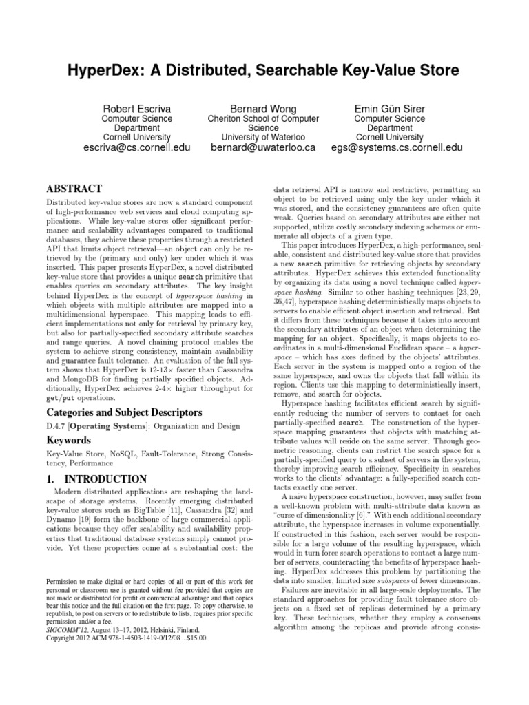 Hyper Dex | PDF | Replication (Computing) | Databases