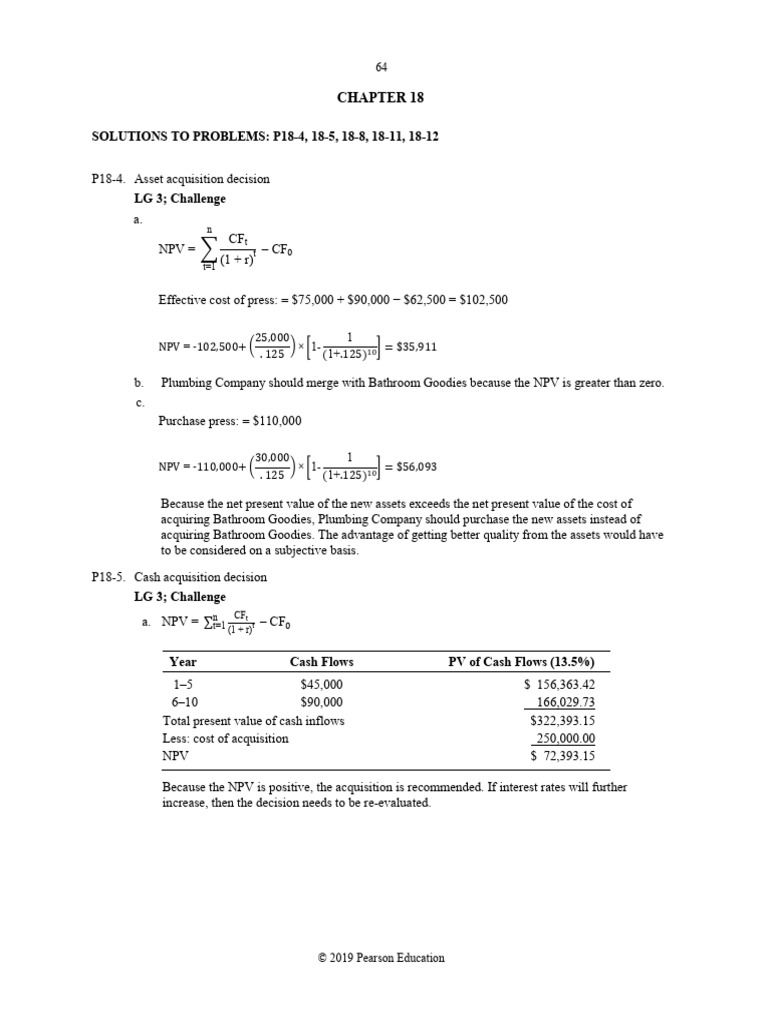 CH 18 Solutions To Selected End of Chapter Problems | PDF | Net Present Value | Investing