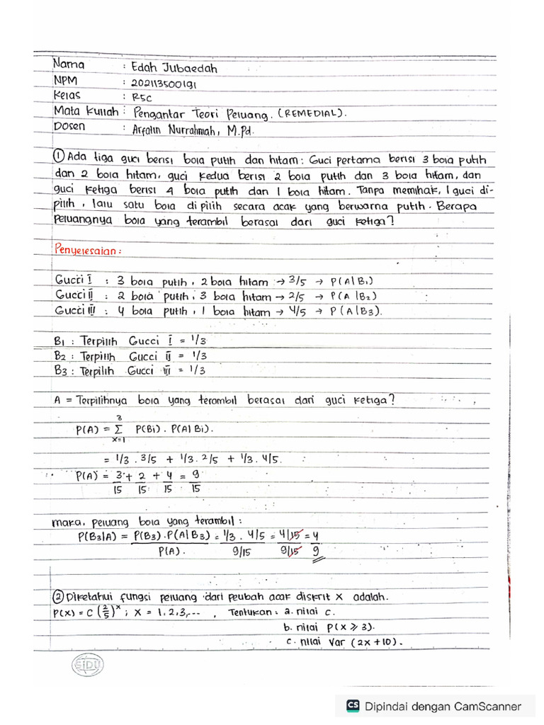 Edah Jubaedah - 202113500191 - R5C - Remedial PTP | PDF