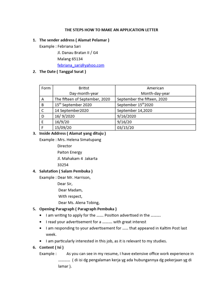 Form of Application Letter | PDF | Writing | Written Communication