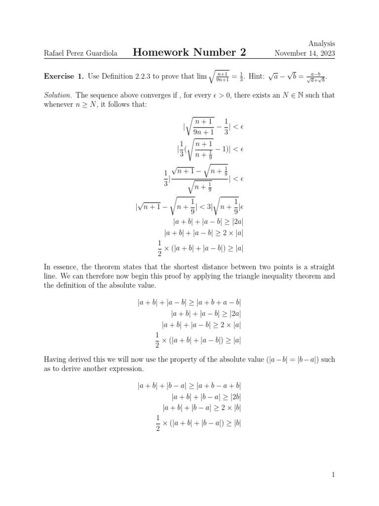 Analysis Homework 2 | PDF | Square Root | Mathematical Objects