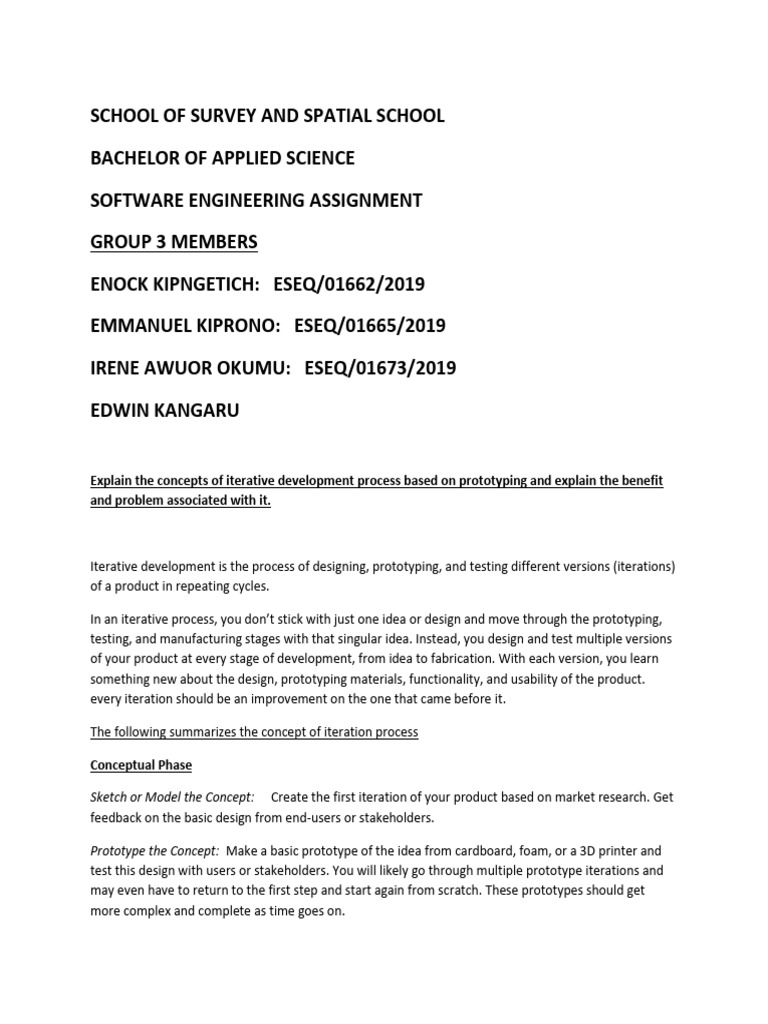 Software Engineering Assignment Group 3 | PDF | Prototype | Usability