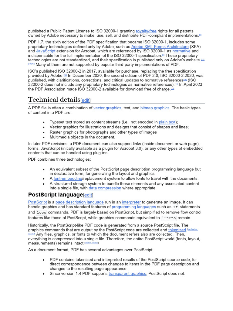 Technical Details: Postscript Language | PDF | Computing | Software