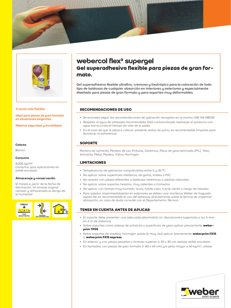Webercol Flex Supergel | PDF | Loseta | Hormigón