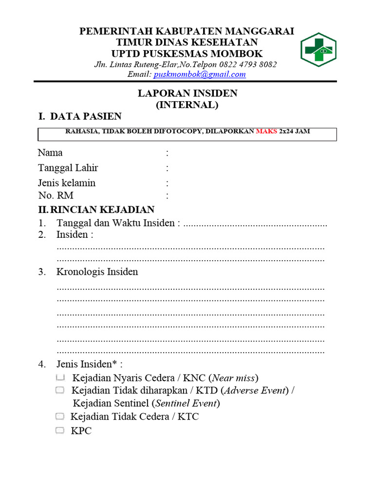 Format Laporan Insiden IKP Fix | PDF