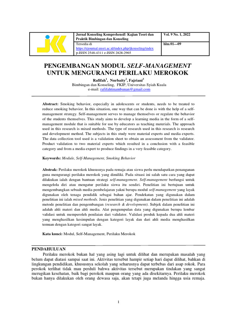 Pengembangan Modul Self-Management Untuk Mengurang | PDF | Pengembangan ...