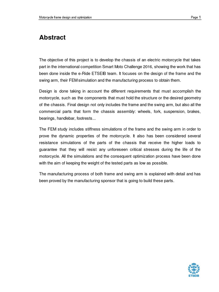 Motorcycle Frame Design and Optimization | Download Free PDF ...
