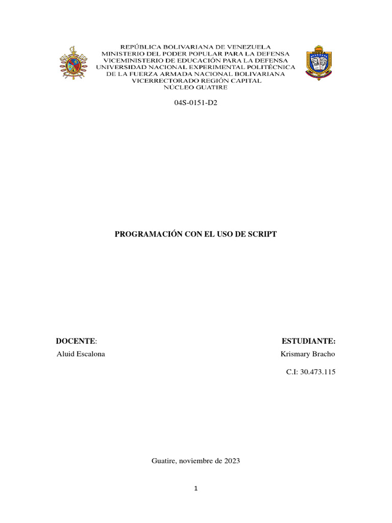 Programación Con El Uso De Script Pdf Lenguaje De Escritura Script Java 