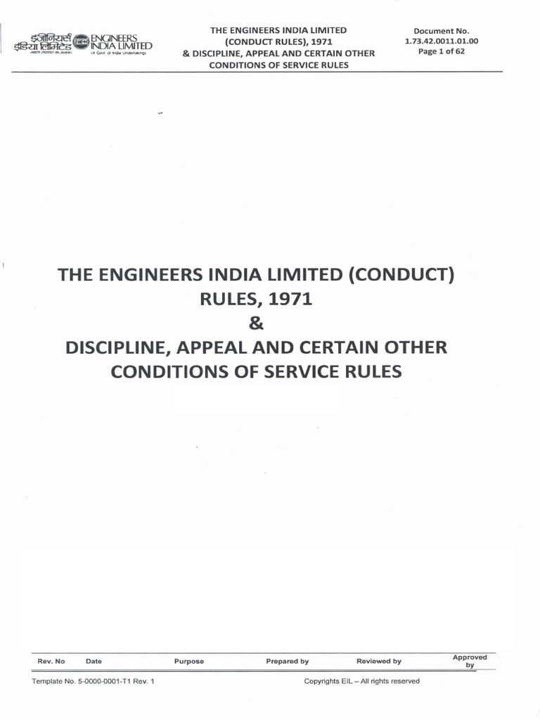 EIL Conduct Rules - 1971 Discipline - Appeal and Certain Other ...