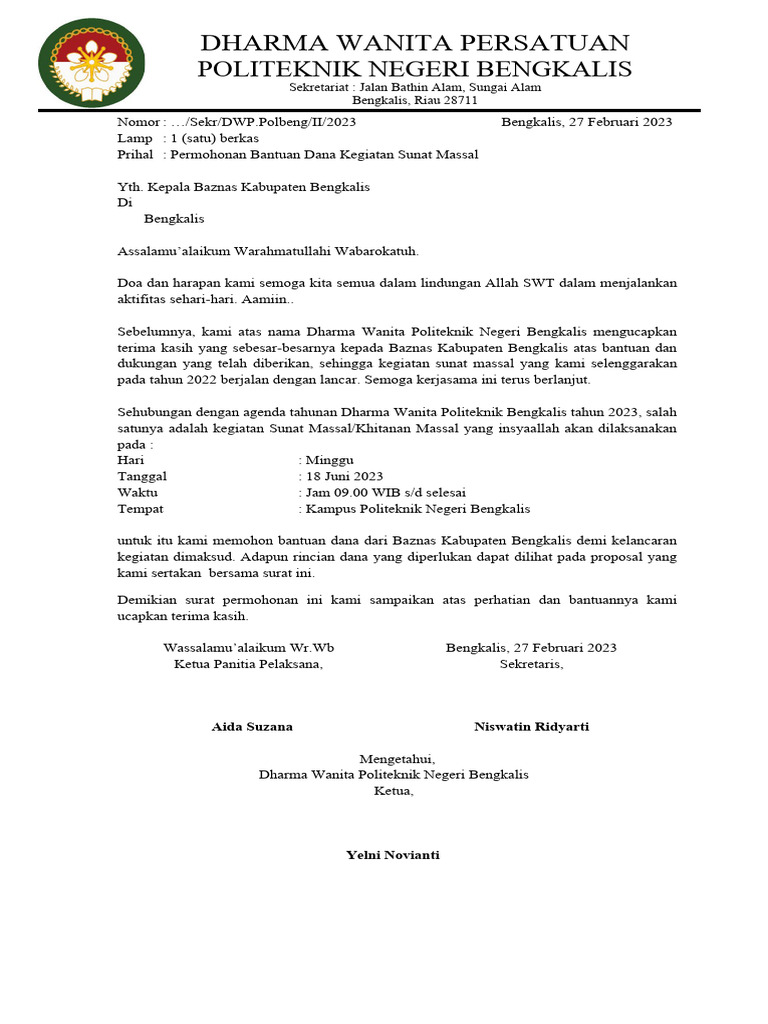 Surat Pengantar Proposal Ke BAznas | PDF