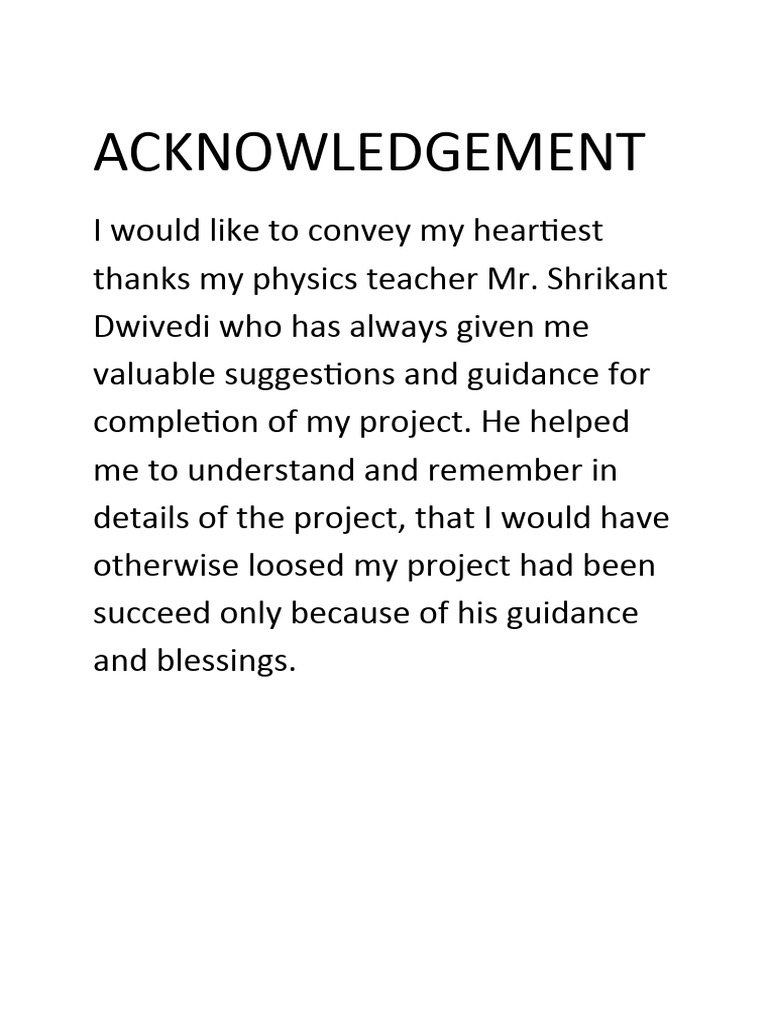 Acknowledgement Physics | PDF