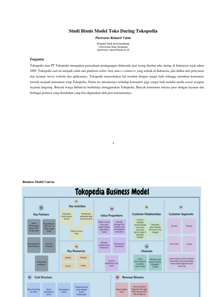 Analisis Model Bisnis Tokopedia | PDF