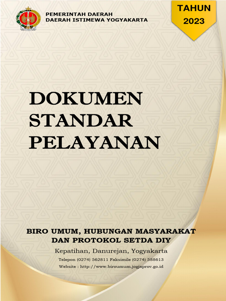 Dokumen Standar Pelayanan 2023 Biro UHP Setda DIY | PDF