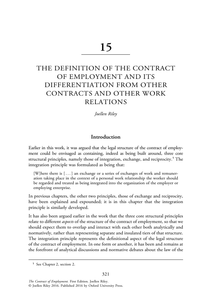 The Definition of The Contract of Employment and Its Differentiation ...