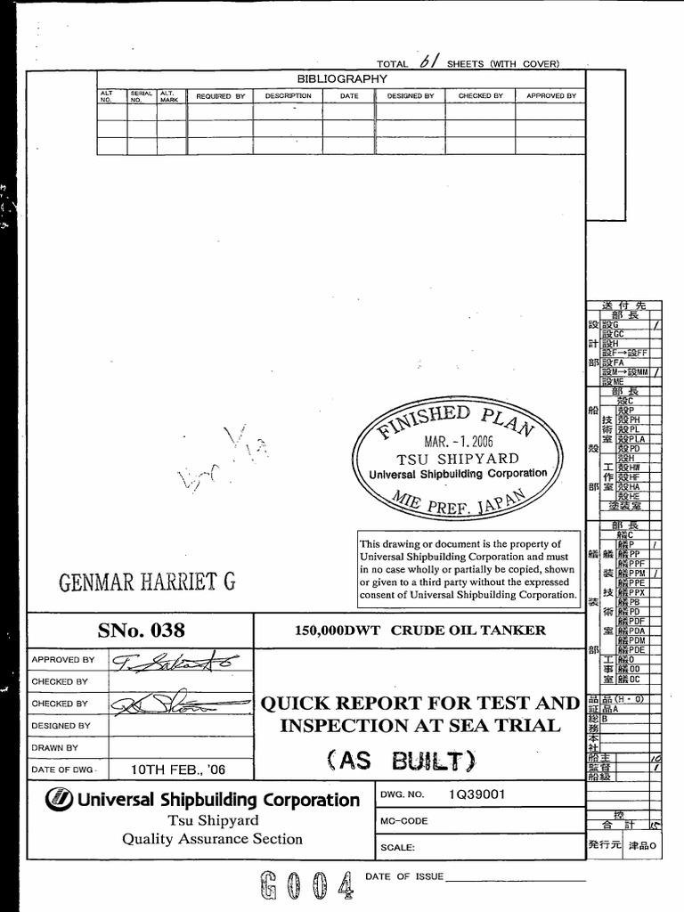 G004 Quick Report For Test & Inspection at Sea Trial | PDF | Watercraft ...