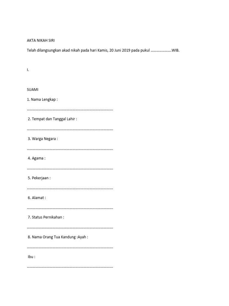 Akta Nikah Siri-Wps Office | PDF