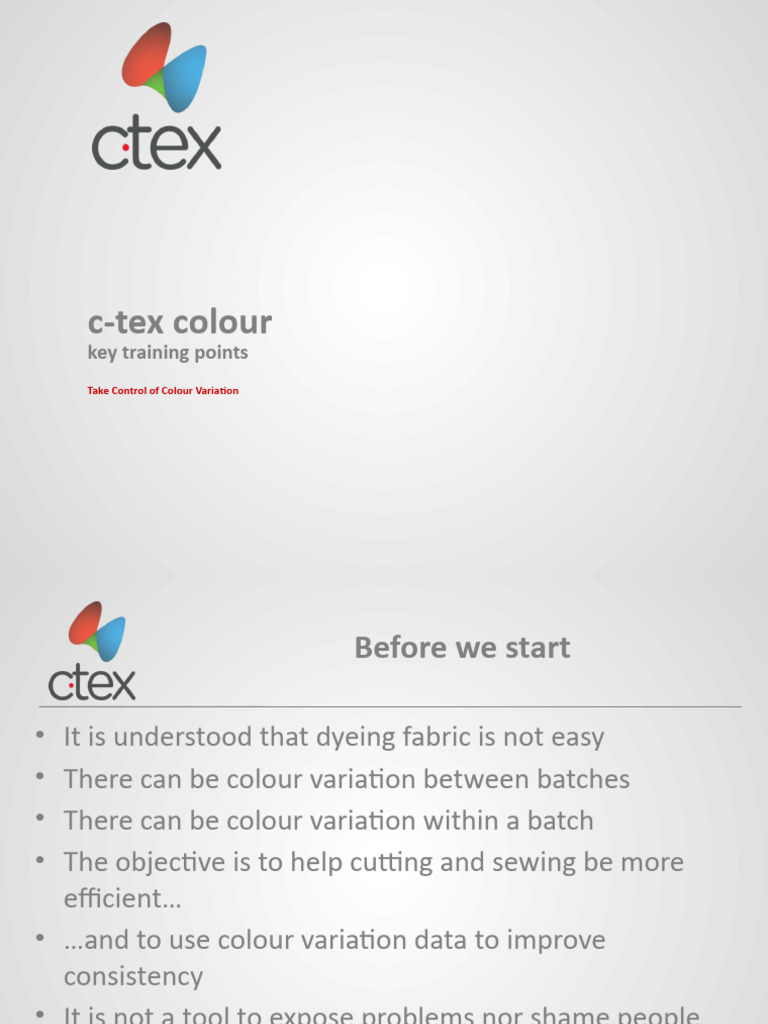 C-Tex Colour Key Training Points | PDF | Color | Engineering Tolerance