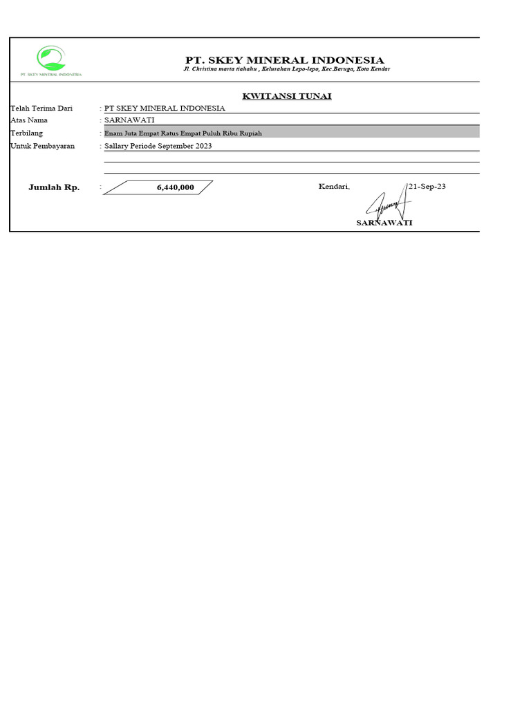Kwitansi PT Jmi | PDF
