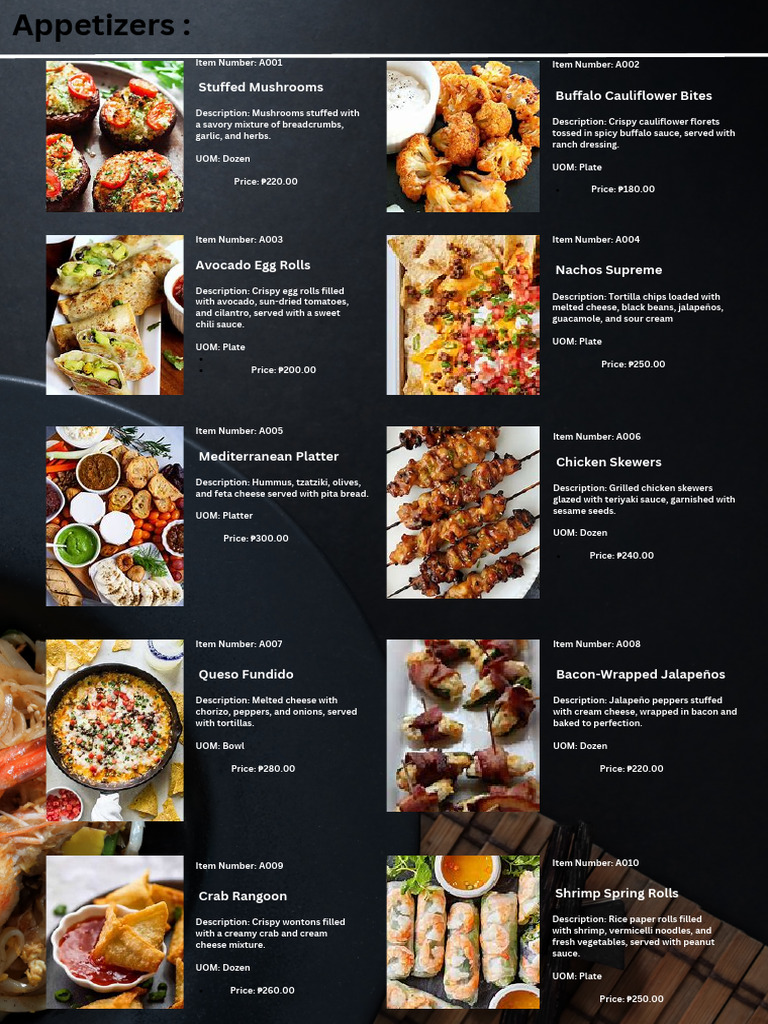 Black Modern Food Menu Portrait | Download Free PDF | Salad | Food ...