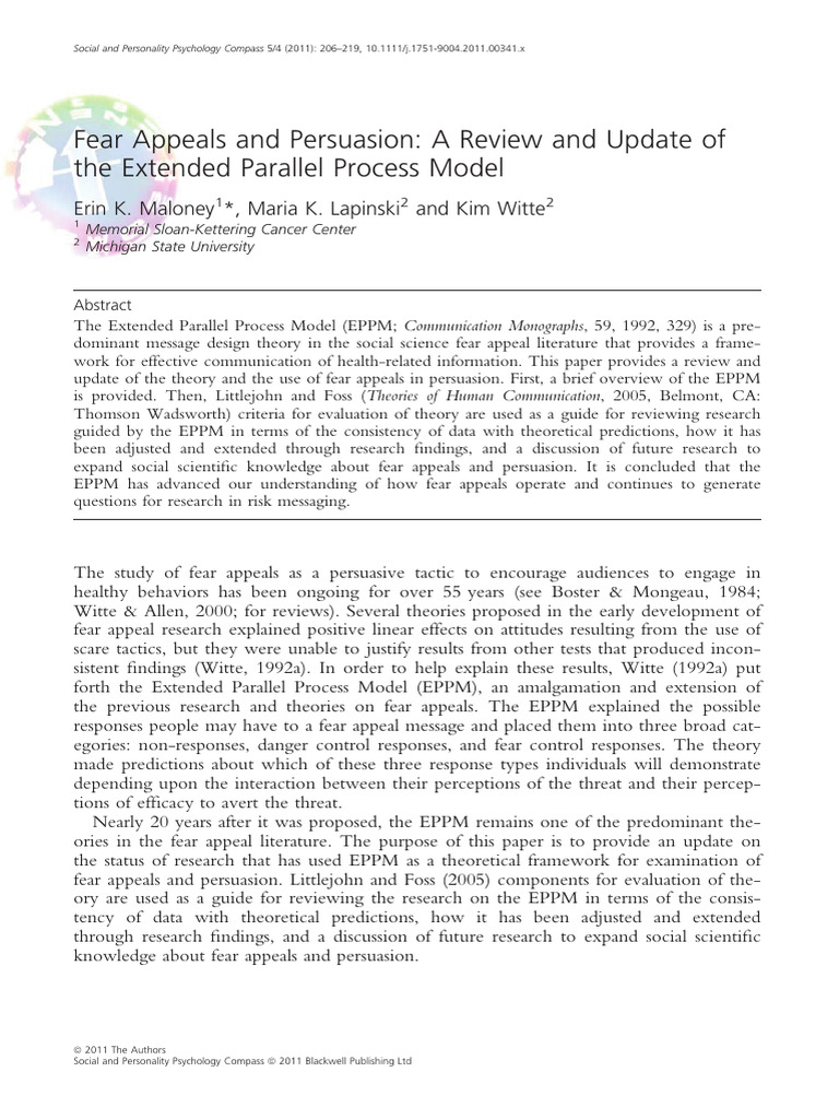 Fear Appeals | PDF | Attitude (Psychology) | Behavioural Sciences