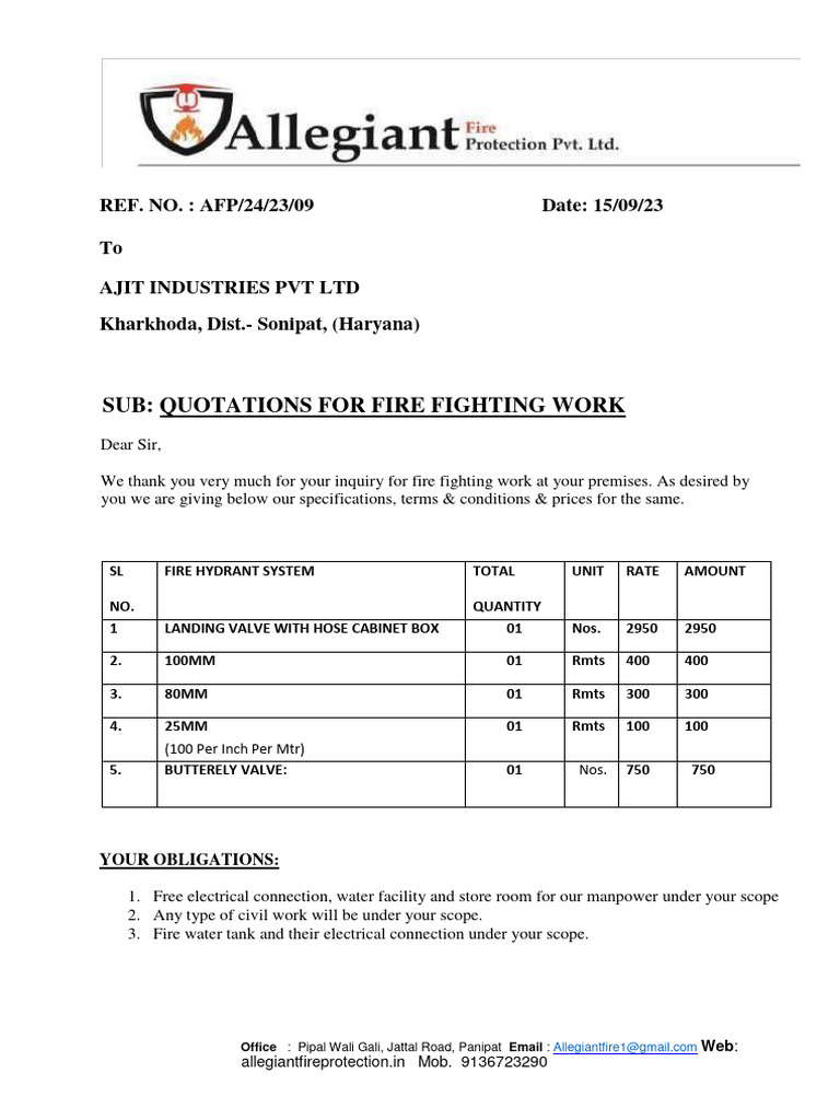 Quotation (2) Fire | PDF