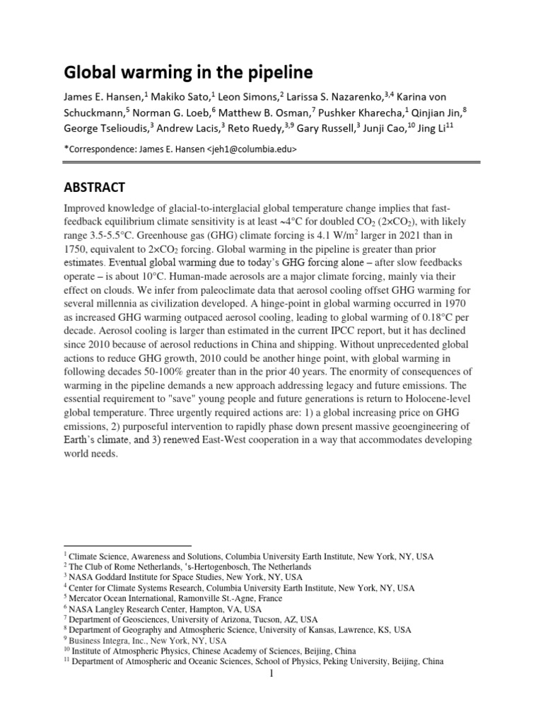 Hansen Et Al 2022 | PDF | Climate Change | Greenhouse Gas