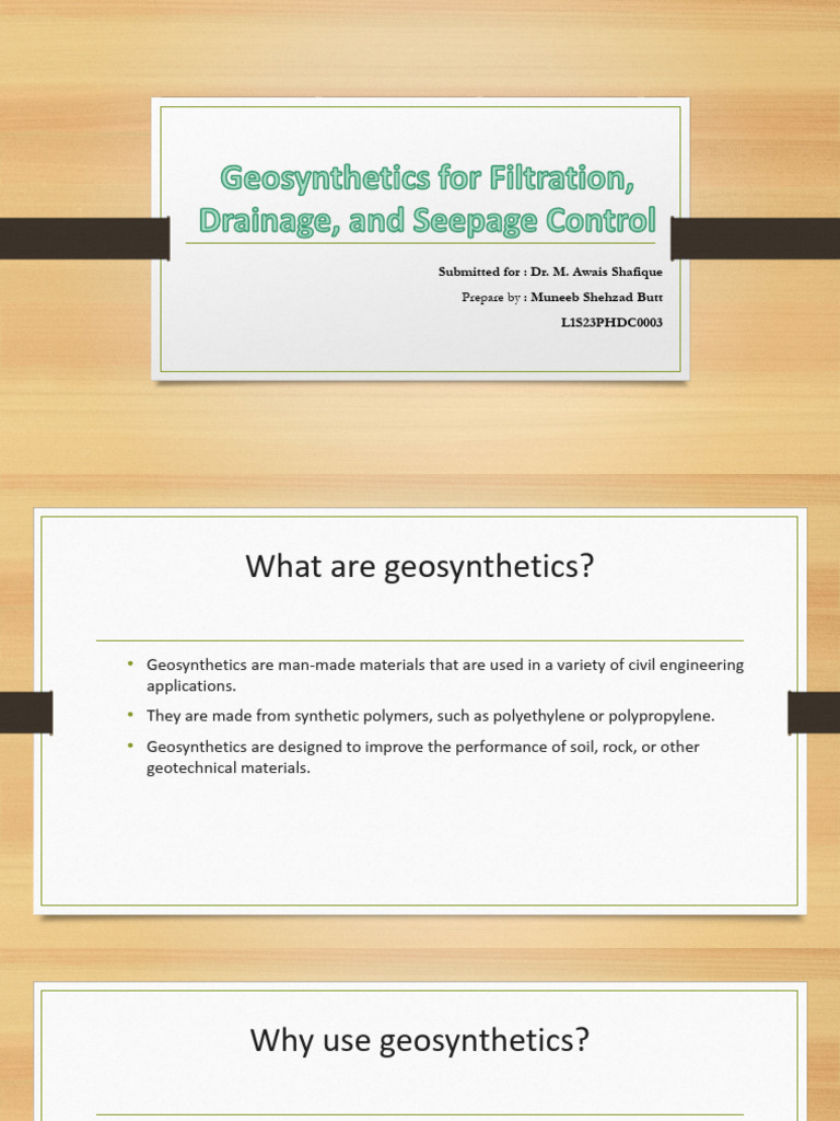 Geosynthetics For Filtration, Drainage, and Seepage - Presentation ...