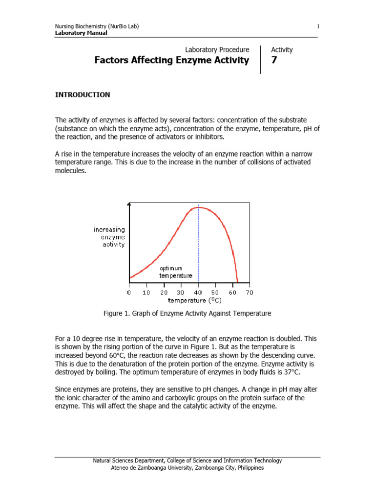Enzyme Activity Influences in Biochemistry | PDF | Enzyme | Enzyme Assay