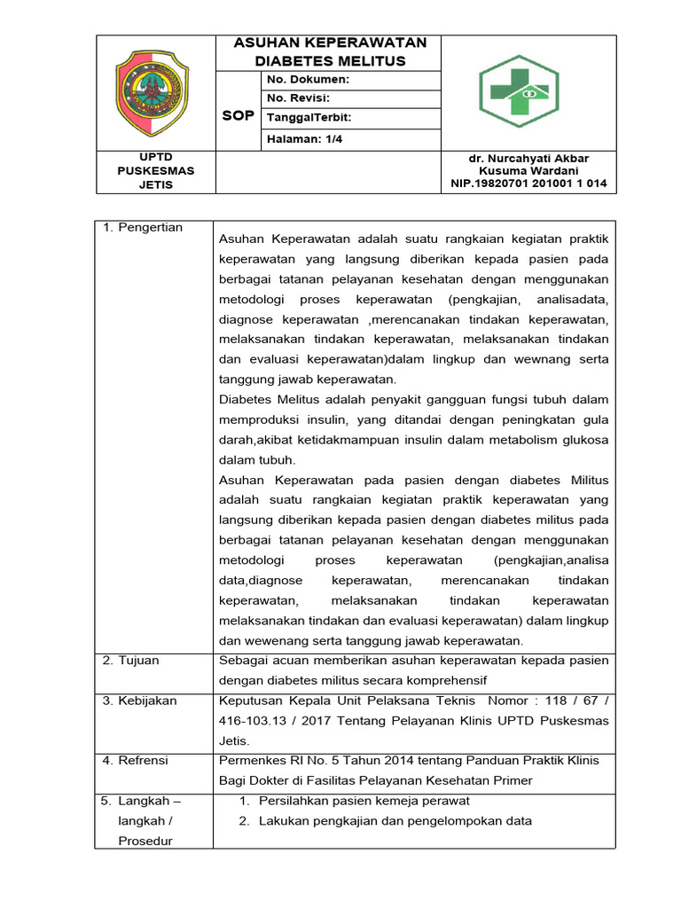 Fik SOP ASUHAN KEPERAWATAN DM | PDF | Pengembangan Diri