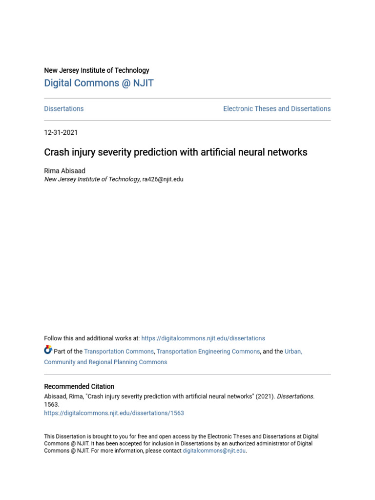 Crash Injury Severity Prediction With Artificial Neural Networks | PDF | Regression Analysis ...