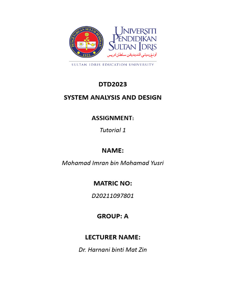 DTD3023 - Tutorial 1 | PDF