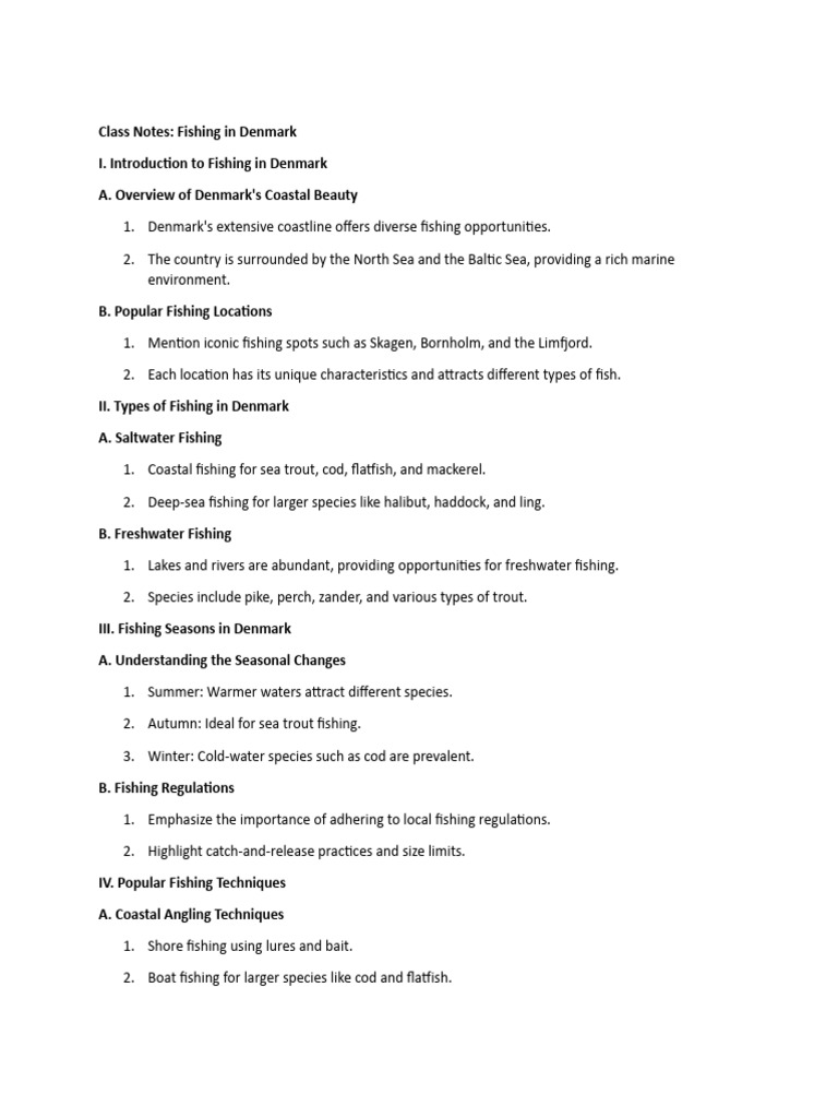Class Notes - Fishing in Denmark | PDF | Angling | Fishing Tackle