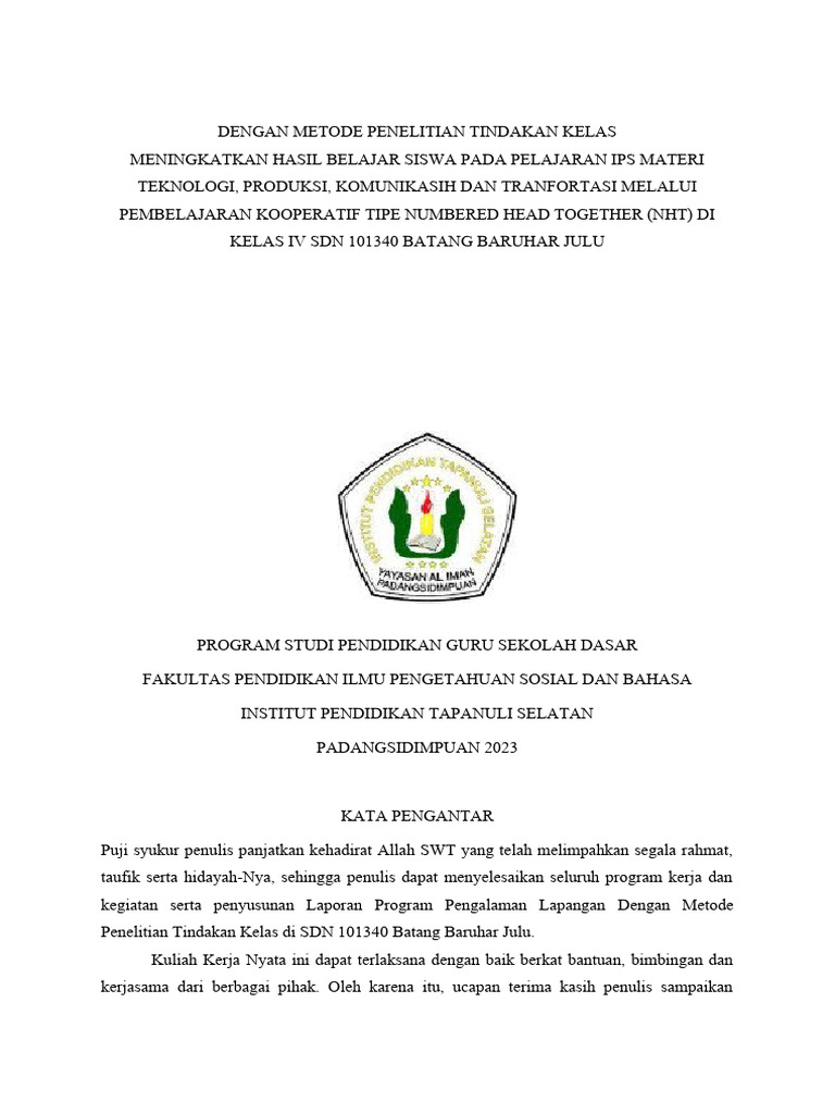 Laporan PPL Metode PTK | PDF