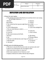 Earth's Rotation and Revolution (Grade 6) - Free Printable Tests and ...