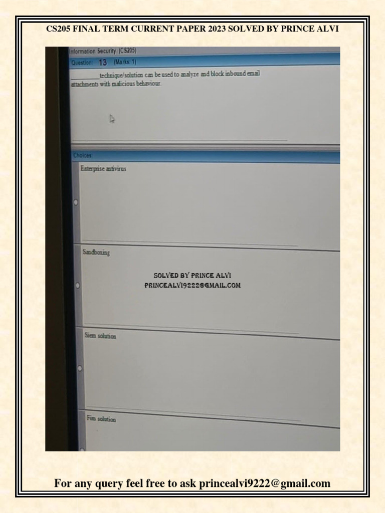 CS205 Final Term Current Paper 2023 Solved by Prince Alvi. | PDF