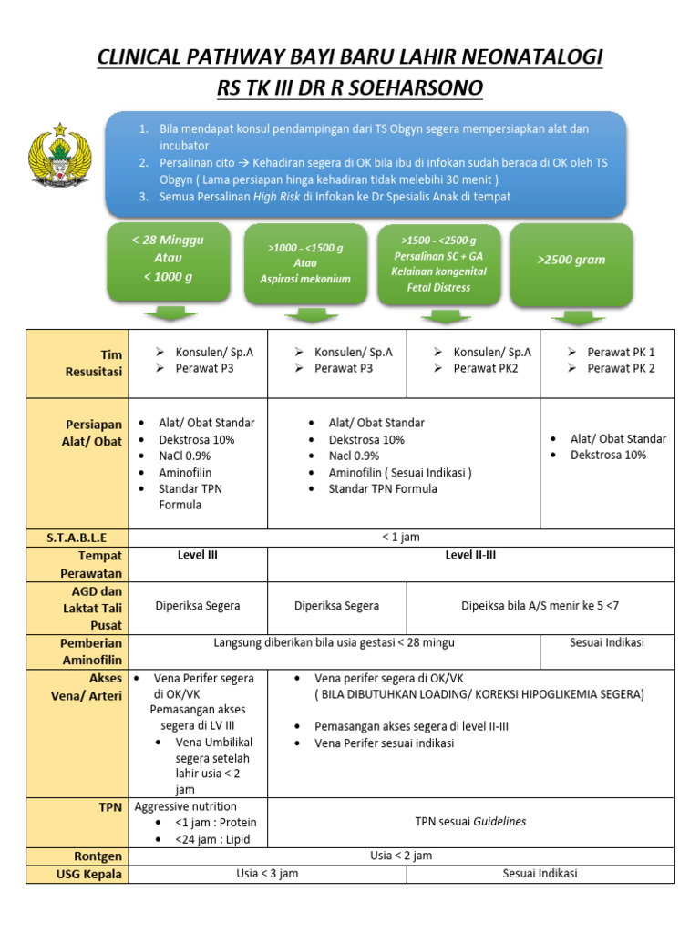 Clinical Pathway Bayi Baru Lahir Neonatalogi | PDF
