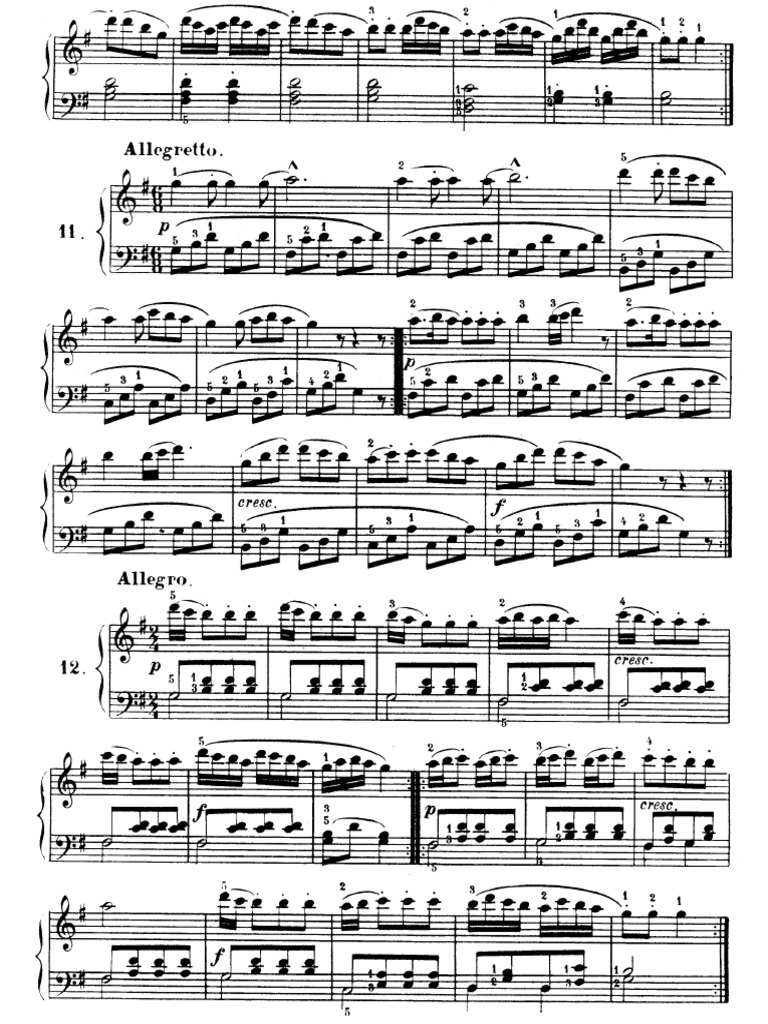 Estudios 11 y 12 Op. 777. Czerny | PDF