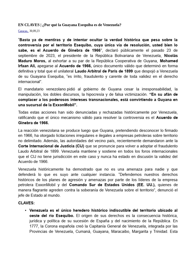 Por Qué La Guayana Esequiba Es de Venezuela | PDF | Venezuela | Gobierno