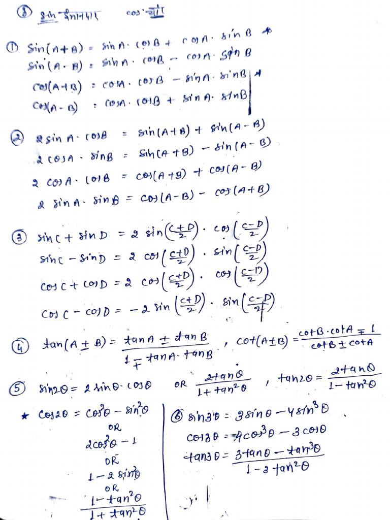 Trigonometric Formulas | PDF | Trigonometry
