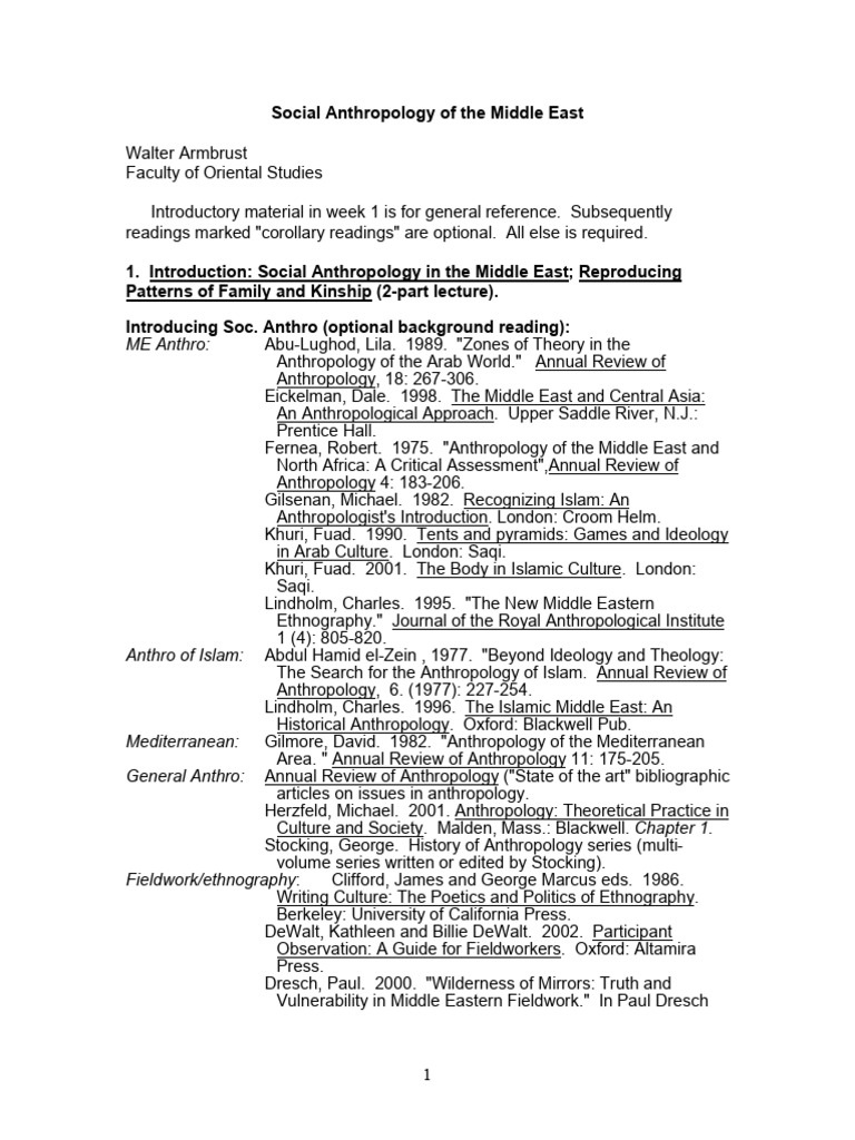 Bibliograpy Middle East | PDF | Anthropology | Arabic