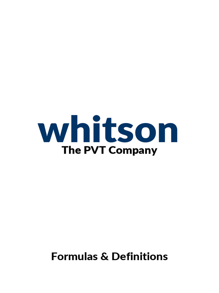 PVT Formula Cheat Sheet | PDF | Gases | Enhanced Oil Recovery