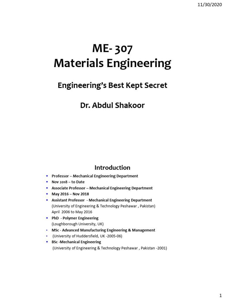 Lecture 1 - Materilas - Engineer S Best Kept Secret-1 | PDF | Materials Science | Dislocation