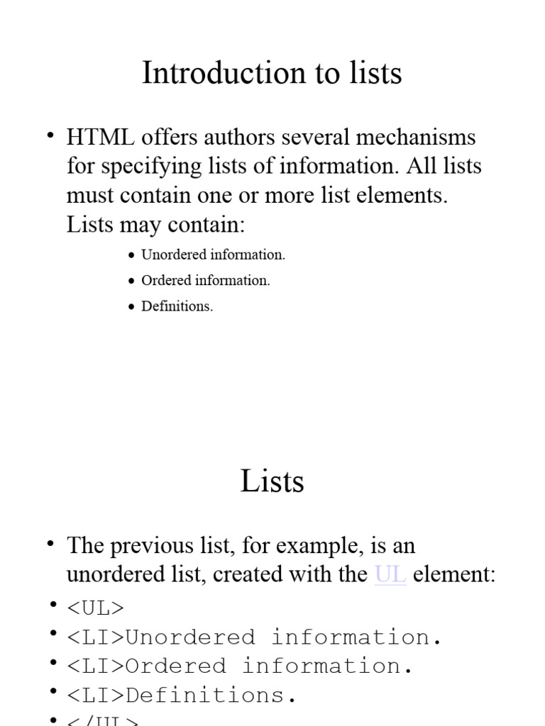 Main List | PDF | Html Element | Computing