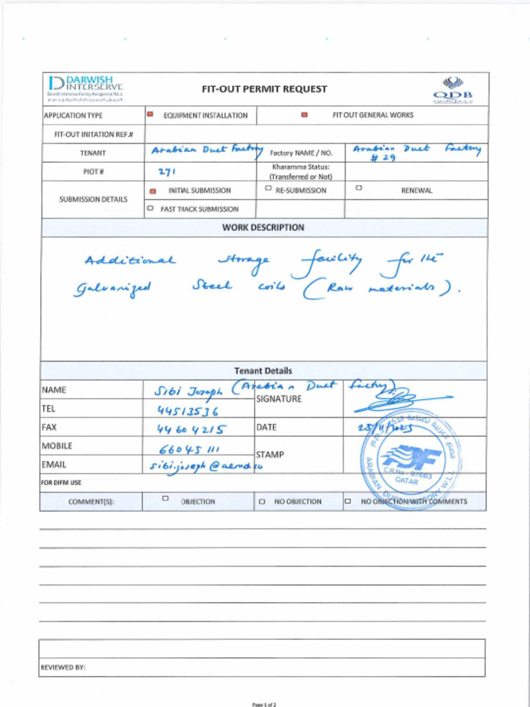 Fit Out Permit Request | PDF