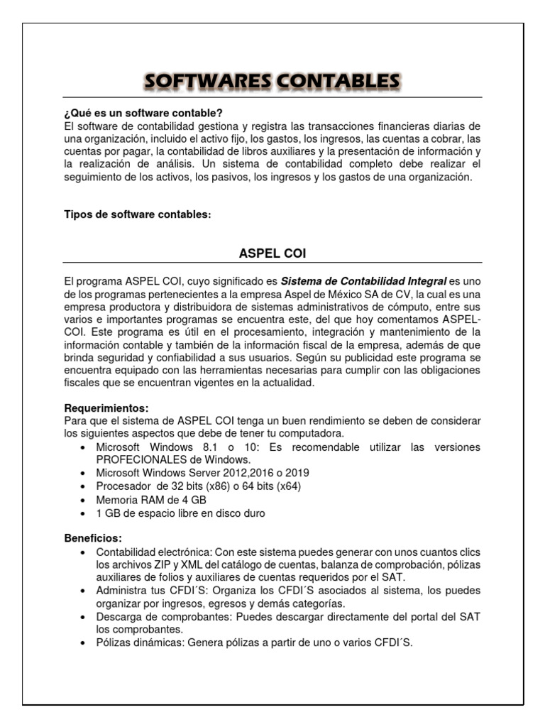 Soft Contables | PDF | Contabilidad | Software