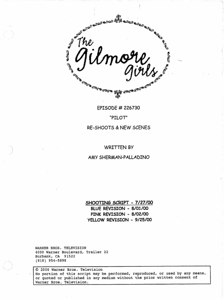 Scriptof Pilot-Gilmore Girls | PDF